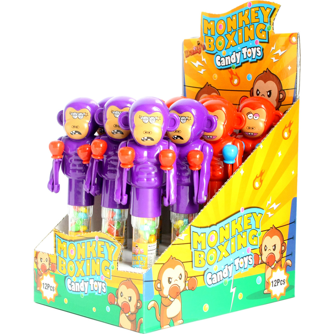 Wholesalers of Oriental TOY CANDIES IN DISPLAY CASE-BOXING MONKEY - 12PC